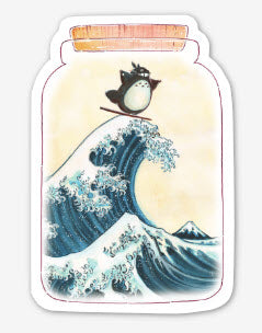 Copy of Sticker- Fan Art of Totoro Wave in a Bottle | 3" Vinyl Sticker ...