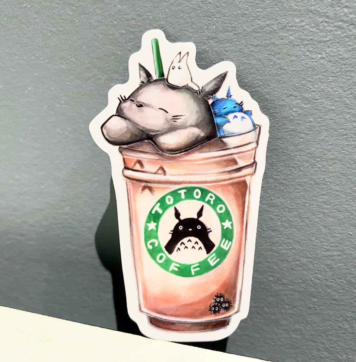 Sticker- Fan Art of Totoro Frapp | 3" Vinyl Sticker – Sharon Leung Art