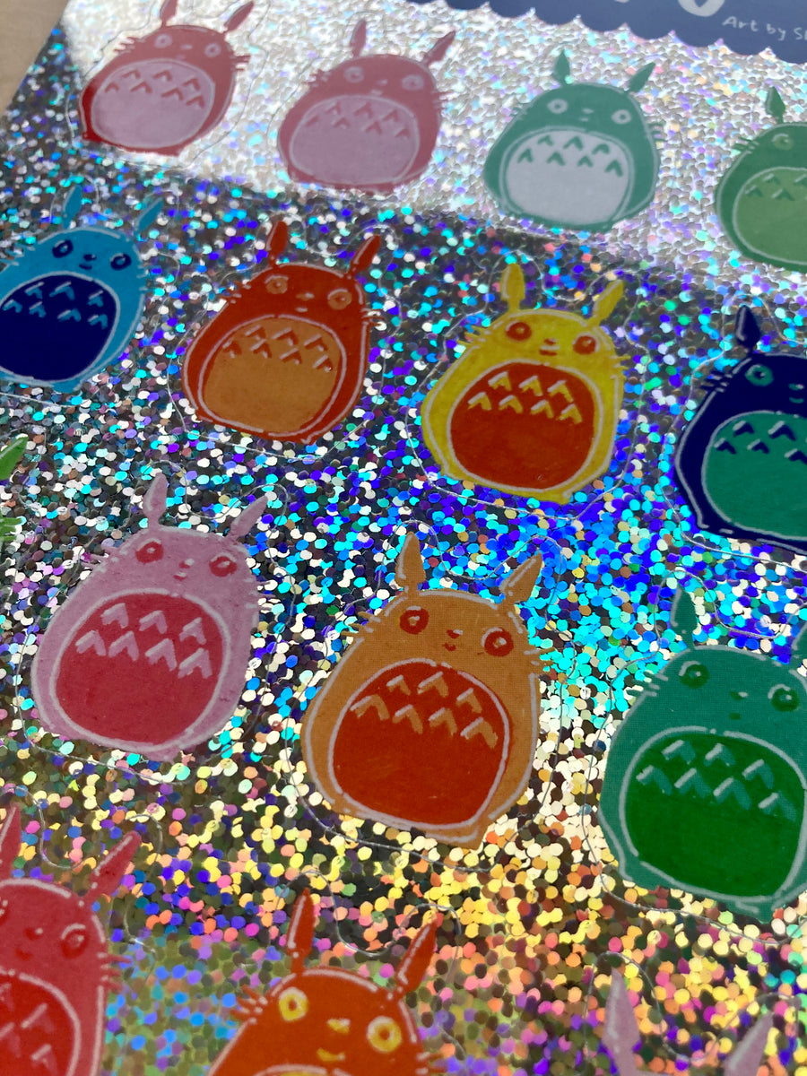 Sticker Sheet- Colorful Totoro Glitter -Fan Art of Studio Ghibli Vinyl ...